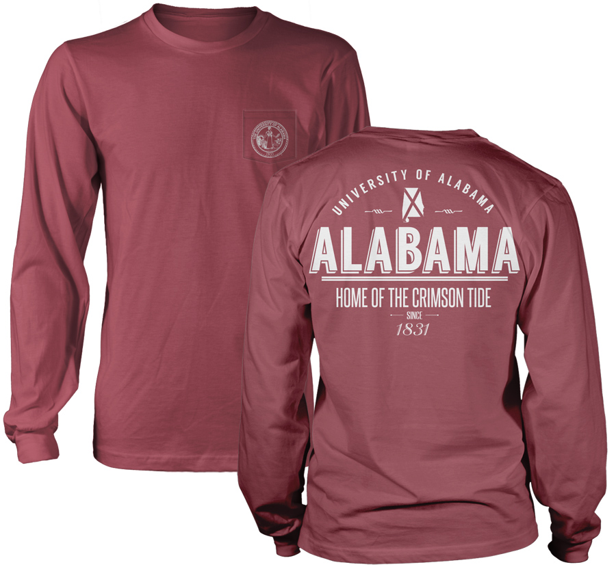 Alabama State Retro Comfort Colors Long Sleeve Pocket Tee